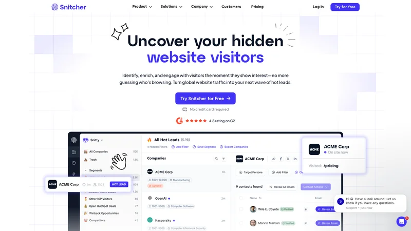Snitcher : Reviews, Price, Info & Alternatives Tools | AICavo